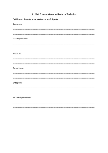 OCR GCSE Economics - Paper 1 Revision Sheets | Teaching Resources OCR GCSE Economics - Paper 1 Revision Sheets | Teaching Resources