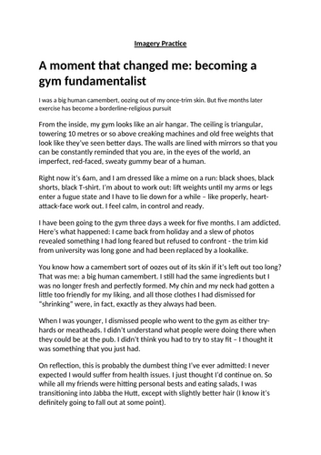 N5 English RUAE R4UAE Close Reading Imagery Qs Lesson | Teaching Resources