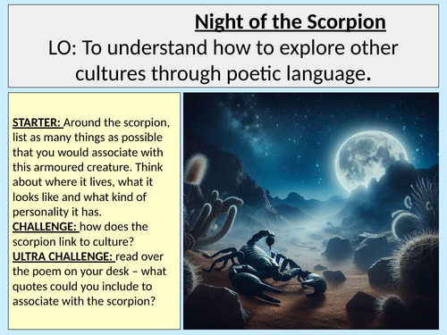 Night of the Scorpion Other Cultures' Poetry AQA | Teaching Resources