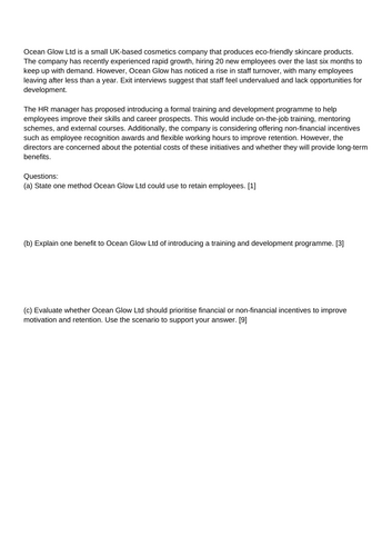 Employee Motivation and Retention –Case Study | Teaching Resources