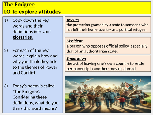 Emigree Power and Conflict AQA Poetry | Teaching Resources