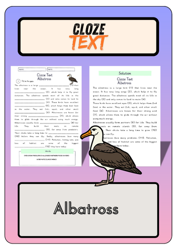 Cloze text - Albatross + Solutions | Teaching Resources