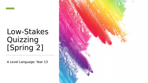 Weekly Quiz A Level English Language Ppt | Teaching Resources