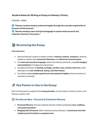 Study Guide for Seamus Heaney’s Poetry | Teaching Resources