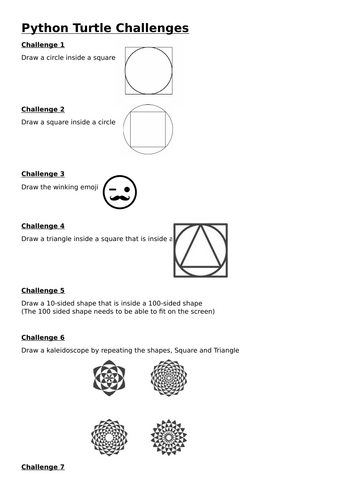Python Turtle - Challenges Resource | Teaching Resources Python Turtle - Challenges Resource | Teaching Resources