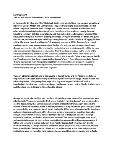 WJEC GCSE English Literature: essay the relationship of George and ...