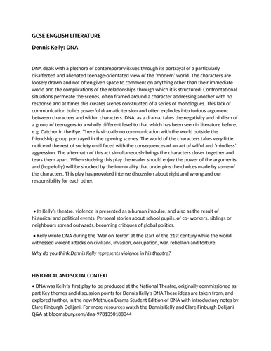 Teacher Resource: Dennis Kelly's "DNA" including GCSE examination ...