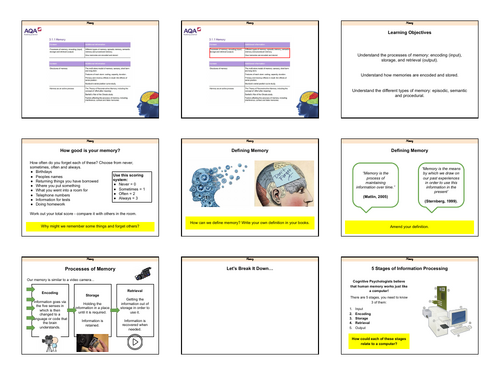 AQA GCSE Psychology - Memory Full Unit PPTs | Teaching Resources