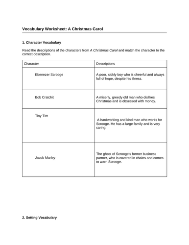 Vocab builder for A Christmas Carol | Teaching Resources