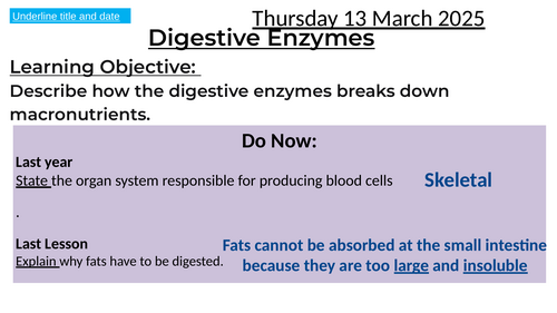 Enzymes Teaching Resources