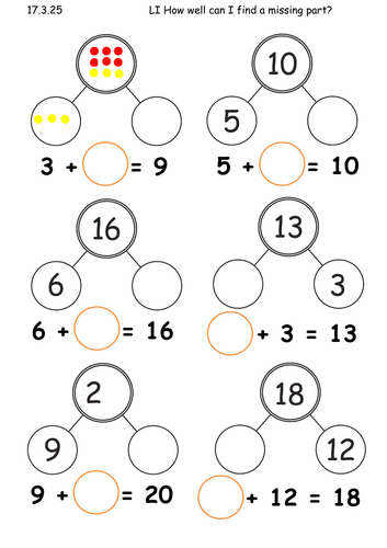 Year 1 find a missing part addition | Teaching Resources