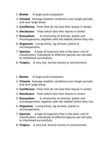 KS3 Ecosystems Low Ability: Distribution of Biomes | Teaching Resources