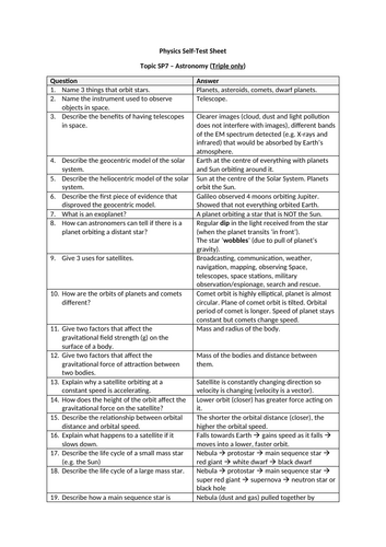 Physics revision self-test sheets (Paper 1 full set) EDEXCEL 9-1 GCSE ...