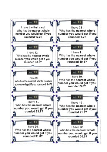 I have ..who has . Rounding decimals-game | Teaching Resources