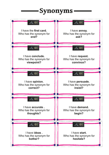 I have.. who has, synonym -game | Teaching Resources