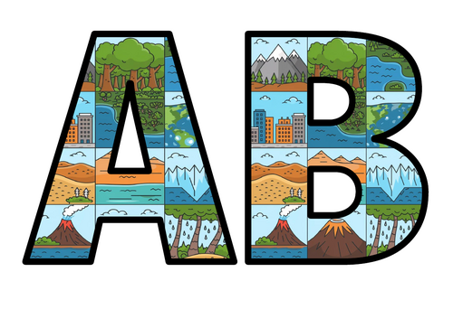 Habitat Biomes Places Types Lettering Set Display Title Letters Numbers ...