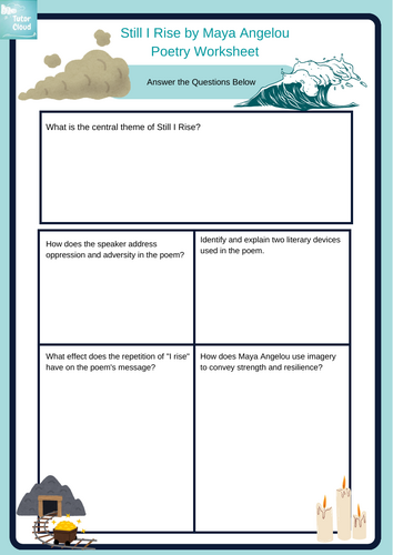 Still I Rise Maya Angelou Poetry Worksheet | Teaching Resources