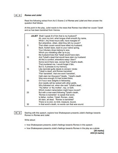 Romeo & Juliet essay plan & sentence starters | Teaching Resources