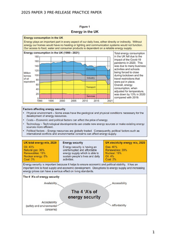 Paper 3 Pre Release 2025- mock paper | Teaching Resources