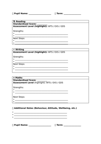 Parents Evening Feedback Form | Teaching Resources