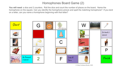 Homophones Board Game (2) | Teaching Resources