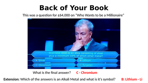 50 Chemistry Starters/Plenaries with Answers | Teaching Resources