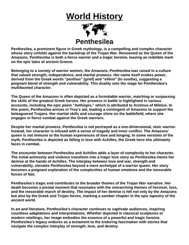 Penthesilea “Article & Questions” Assignment | Teaching Resources