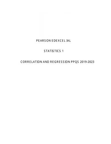 Statistics 1 Correlation and Regression Past Paper Questions | Teaching Resources