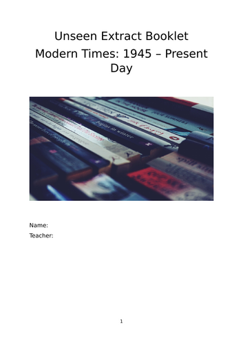 A-level Unseen Prose Booklet | Teaching Resources