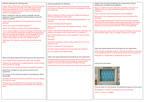 Edexcel A level Physics Topic 5 Waves Revision mat | Teaching Resources