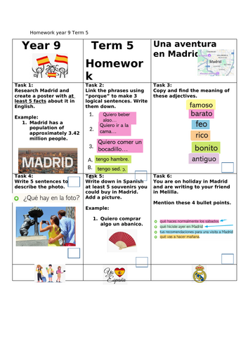Homework sheet Viva 3 Module 5 | Teaching Resources