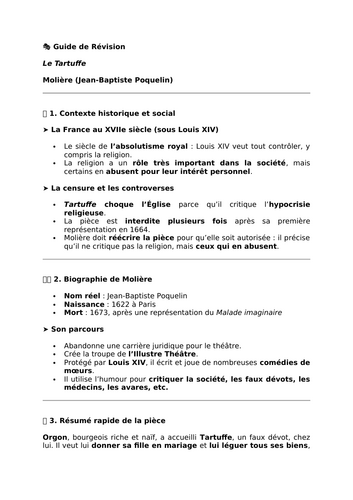 Le Tartuffe by Molière - Essential Revision Guide - A Level French ...
