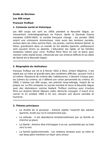 Les 400 coups - François Truffaut - Essential Guide | Teaching Resources