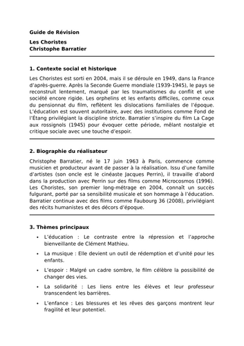 Les Choristes - Christophe Barratier - Essential Guide | Teaching Resources