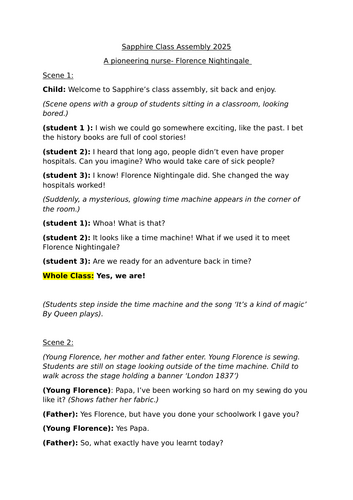 Assembly script- Florence Nightingale | Teaching Resources
