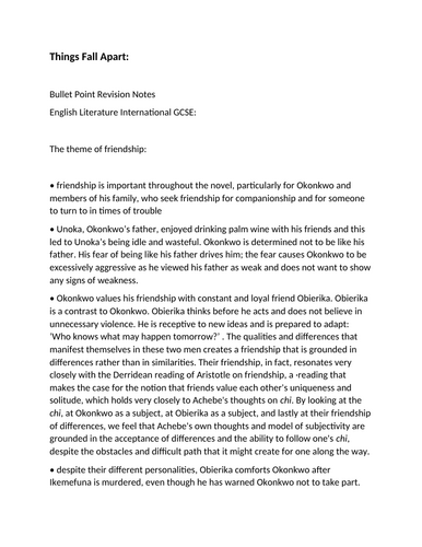 iGCSE ENGLISH LITERATURE revision "Things Fall Apart" | Teaching Resources