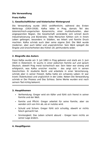Die Verwandlung - Franz Kafka - Essential Guide | Teaching Resources