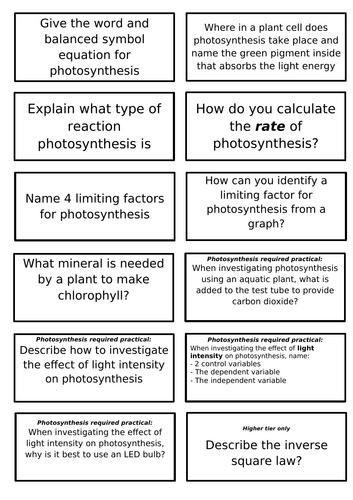 B4 Revision flash cards AQA GCSE Biology/Combined science (trilogy ...