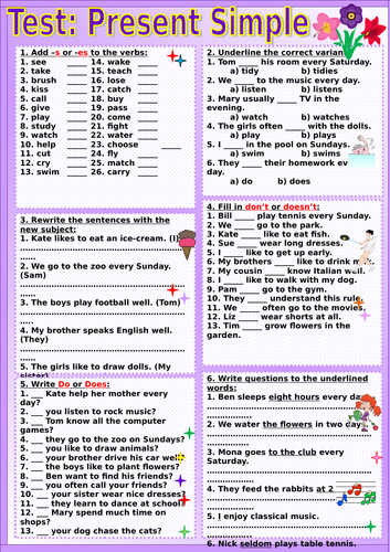 Test:Present Simple | Teaching Resources