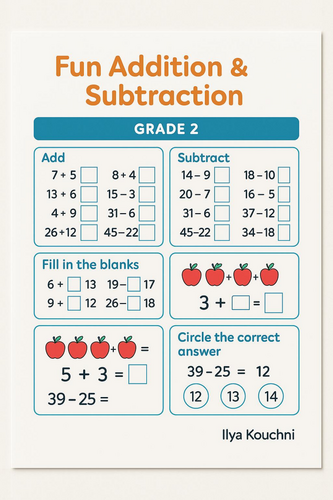 Grade 2 Fun Math Worksheet – Addition & Subtraction Practice | Teaching ...