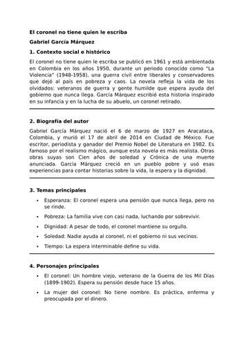 El coronel no tiene quien le escriba - Gabriel García Márquez ...