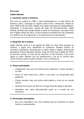 Eva Luna - Isabel Allende - Essential Guide | Teaching Resources