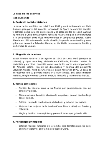 La casa de los espíritus - Isabel Allende - Essential Guide | Teaching ...