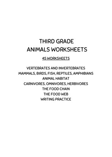 THIRD GRADE ANIMALS WORKSHEETS | Teaching Resources