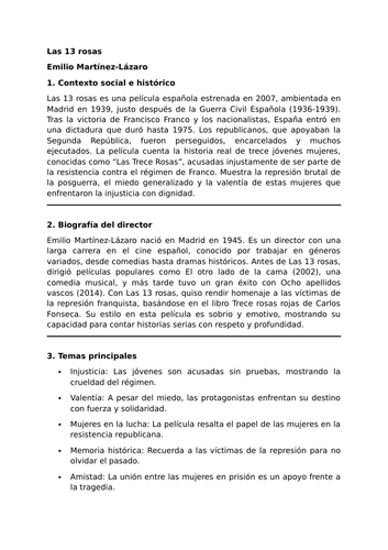 Las 13 rosas - Emilio Martínez-Lázaro - Essential Guide | Teaching ...