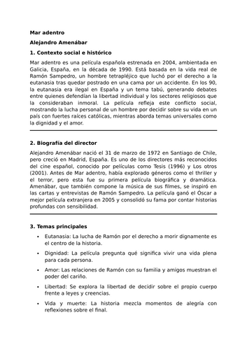 Mar adentro - Alejandro Amenábar - Essential Guide | Teaching Resources