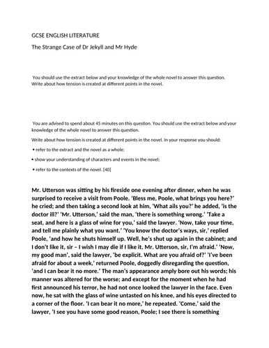 iGCSE ENGLISH LITERATURE "The Strange Case of Dr. Jekyll and Mr. Hyde ...