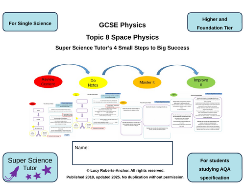 GCSE AQA Physics Topic 8 Space Physics for Single Science Only 4-Steps Revision and Exam ...