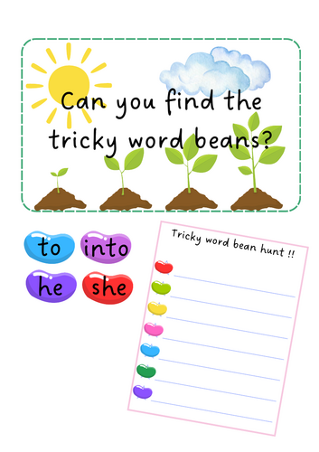 Growing / Plants - Tricky word bean hunt | Teaching Resources