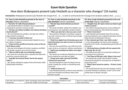 Lady Macbeth as a character who changes free helpsheet | Teaching Resources